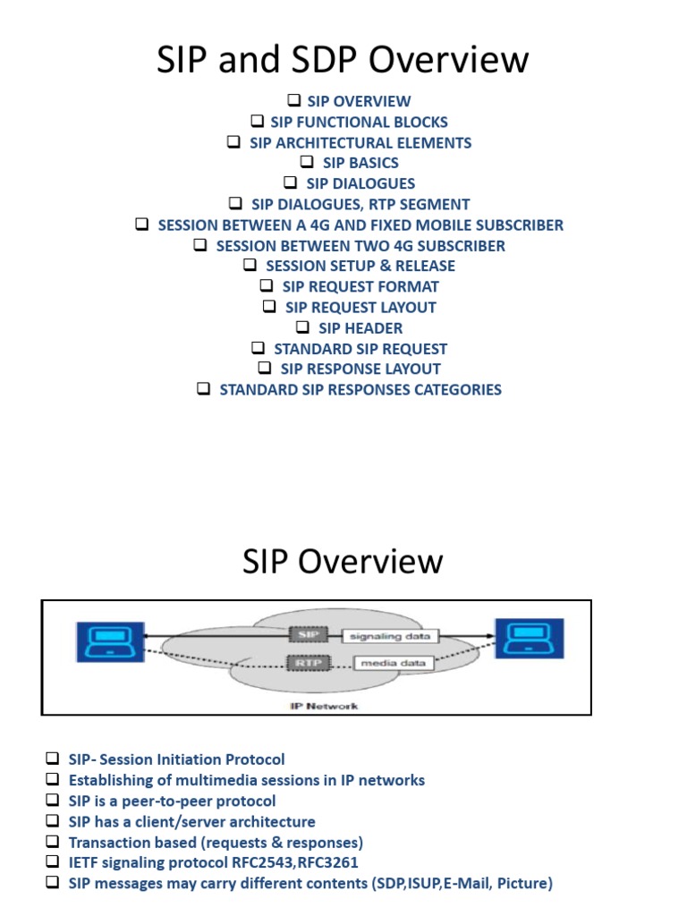 SIP and SDP Overview1 | PDF | Session Initiation Protocol | Osi Protocols