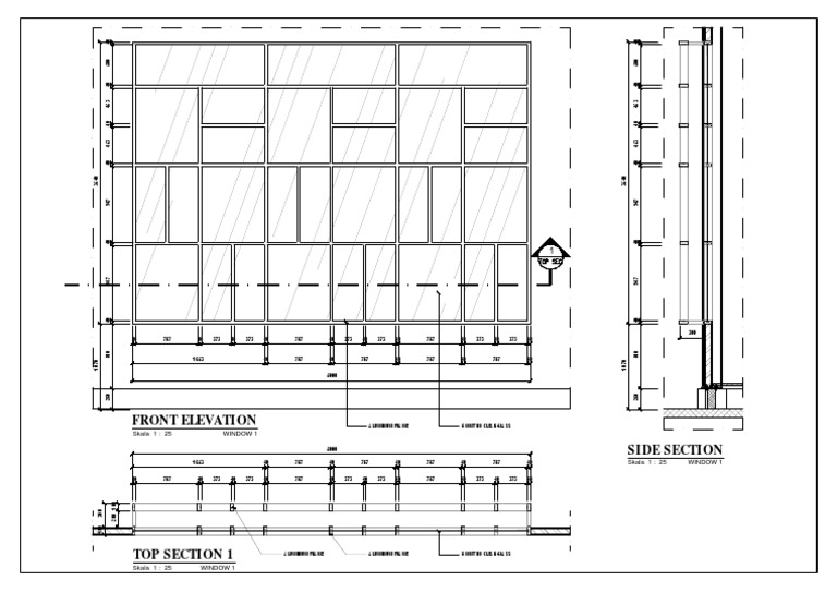Front Elevation Side Section: Skala 1: 25 Window 1 | PDF | Glass ...
