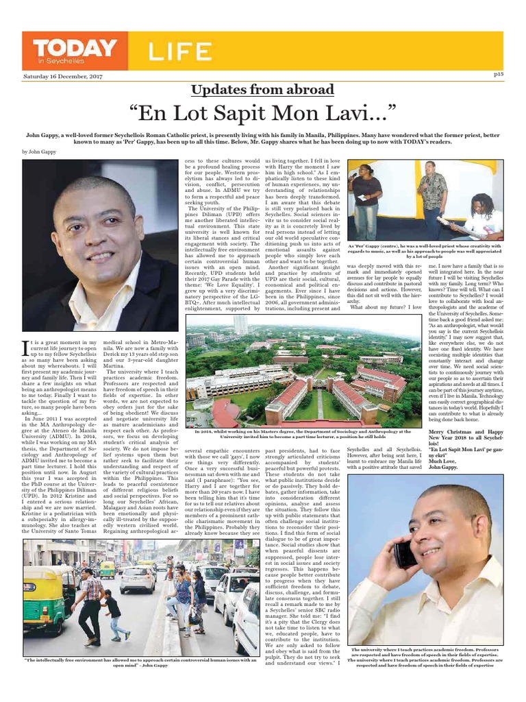 John Gappy December 2017 News | PDF | Academic Freedom | Anthropology