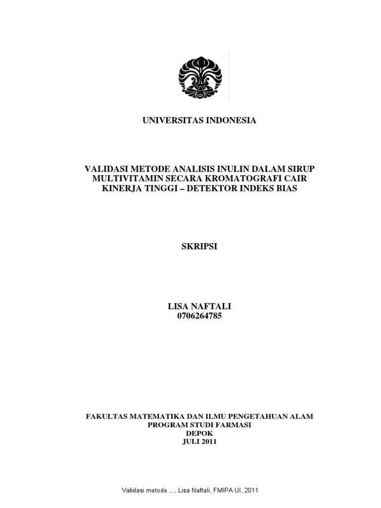 Validasi Metode Analisis Inulin Dalam Sirup Multivitamin Secara | PDF
