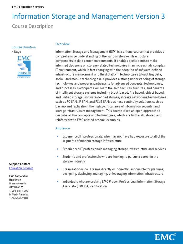 ISM v3 Course Description | PDF | Computer Data Storage | Cloud Computing