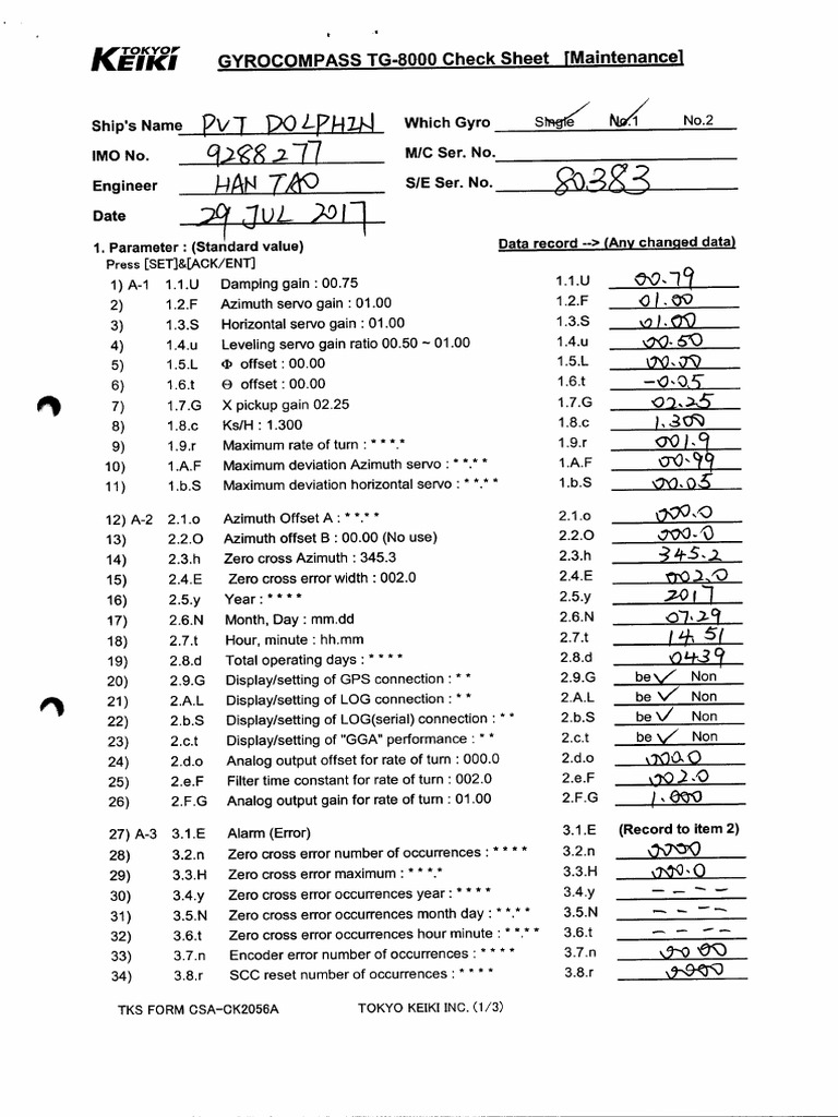 TG 8000 GYRO Checklist | PDF | Electronics | Manufactured Goods