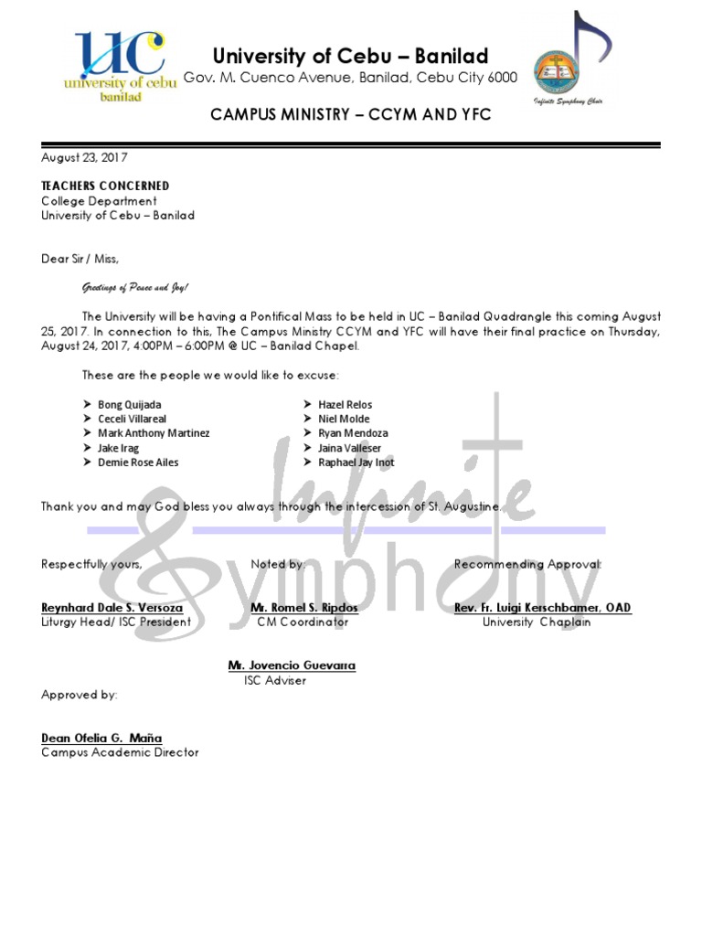 Excuse Letter For Practice This Thursday Trisha Batig Nawong and Gwapa ...