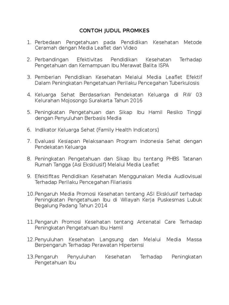 Contoh Judul Promkes | PDF