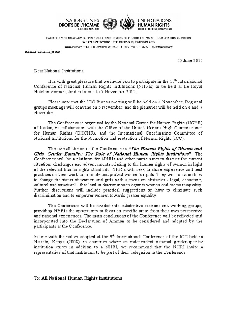 Invitation Letter | PDF | Human Rights | Women's Rights
