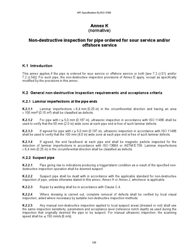 API 5L-Annex K | PDF | Nondestructive Testing | Ultrasound
