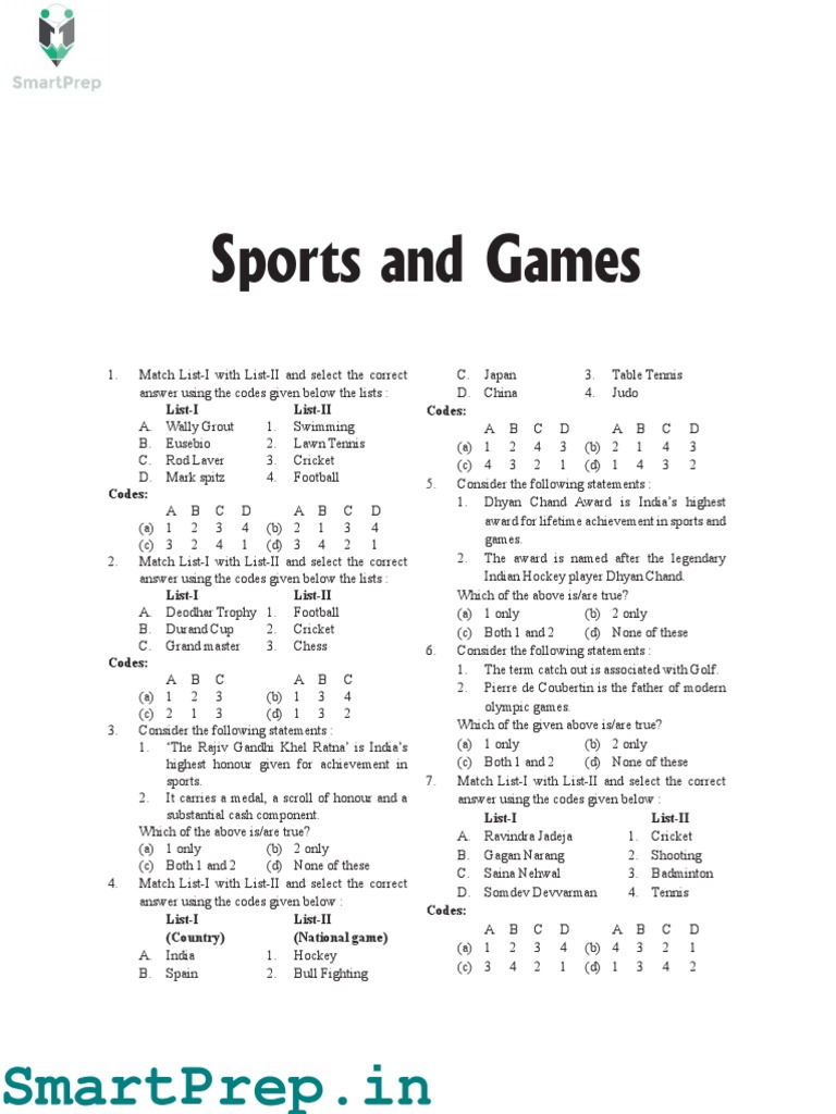 Questions On Sports | PDF | Paralympic Games | Cricket