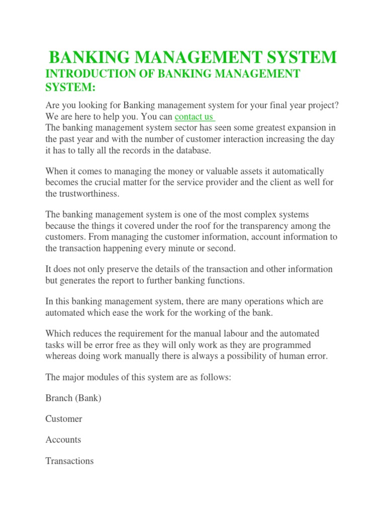 Banking Management System | PDF | Debits And Credits | Banks