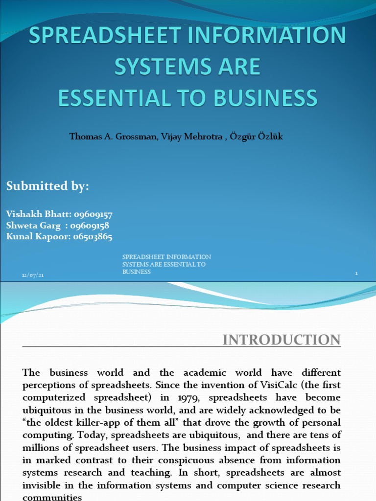 Spreadsheet Information Systems Are Essential To Business | Download Free PDF | Spreadsheet ...