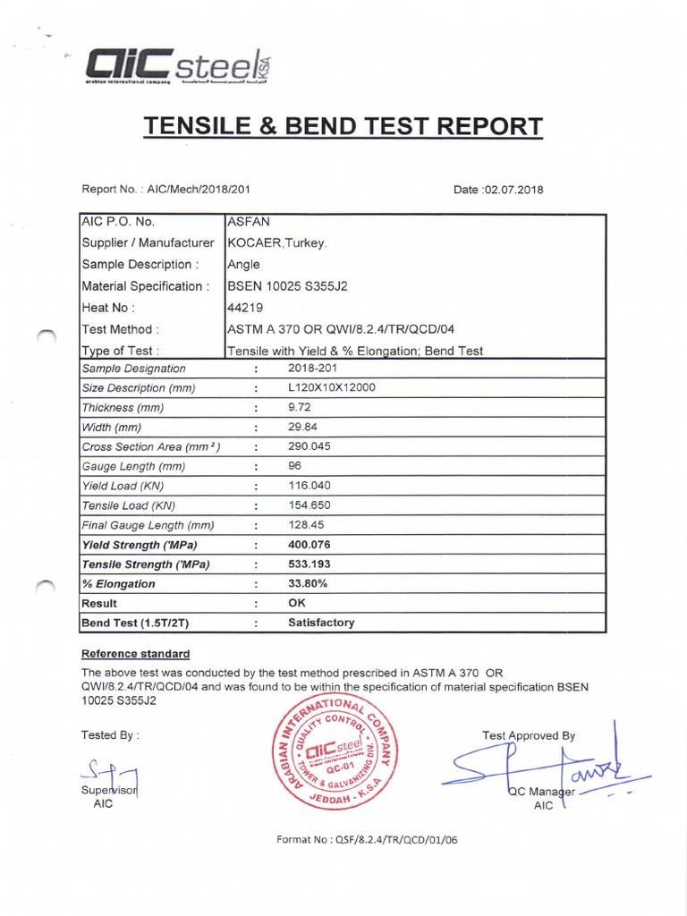 Tensile Test Report | PDF | Science & Mathematics