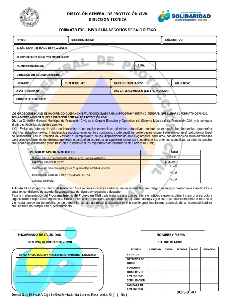 Formato de Proteccion Civil | PDF | Defensa Civil | Regulación