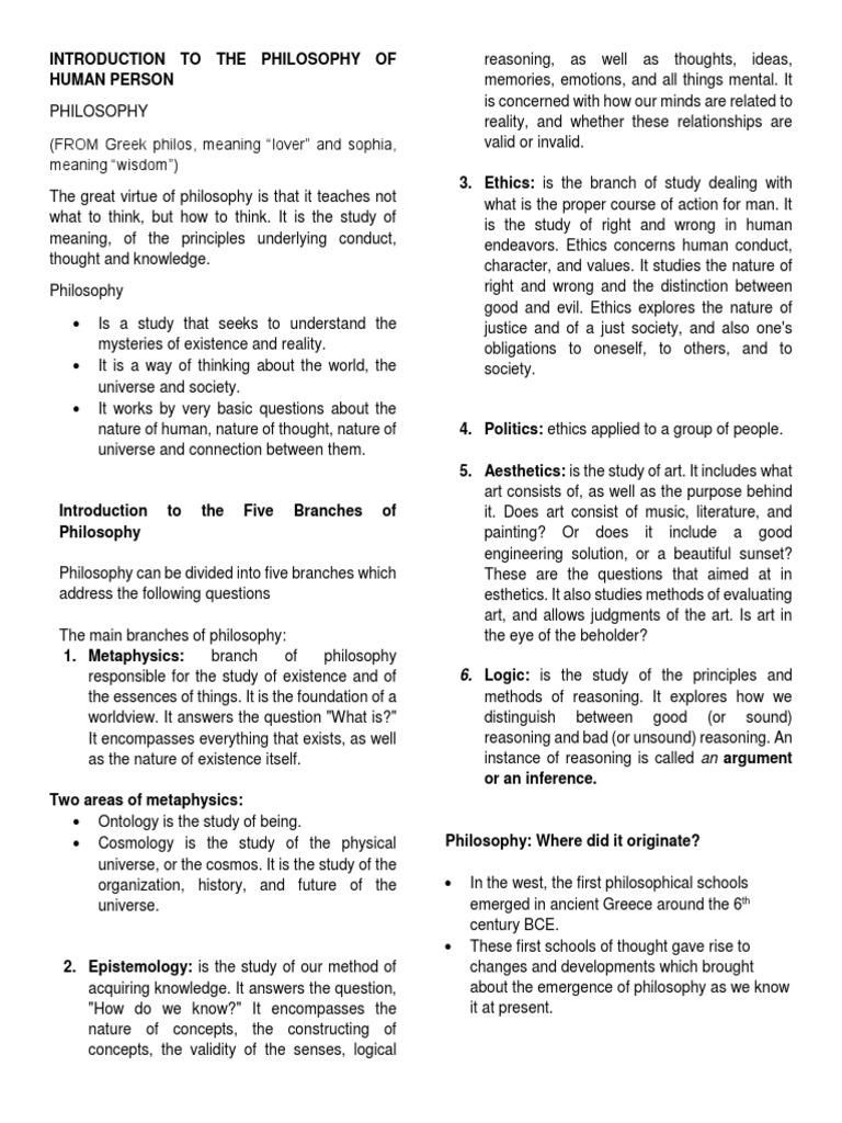 Introduction To The Philosophy of Human Person | PDF | Reason | Plato