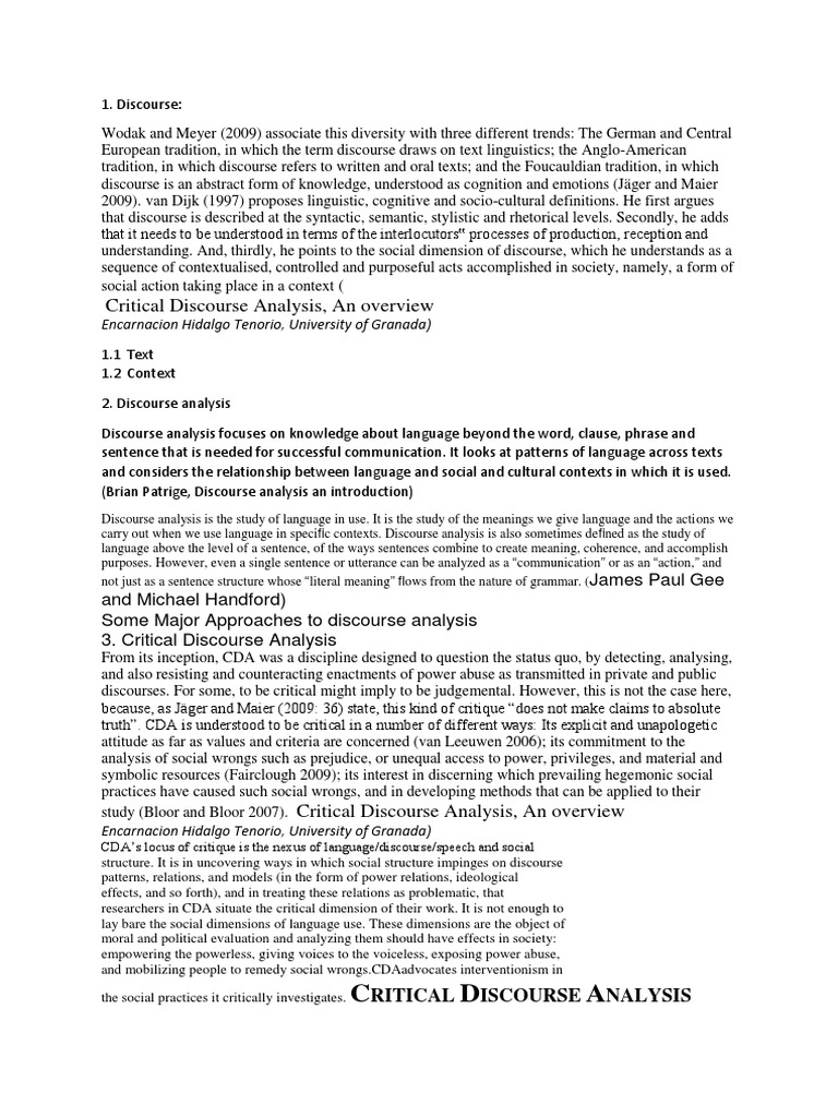 Critical Discourse Analysis | PDF | Discourse | Linguistics