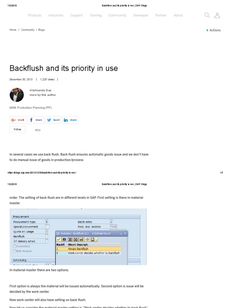 Backflush and Its Priority in Use - SAP Blogs | Download Free PDF | Intellectual Works ...