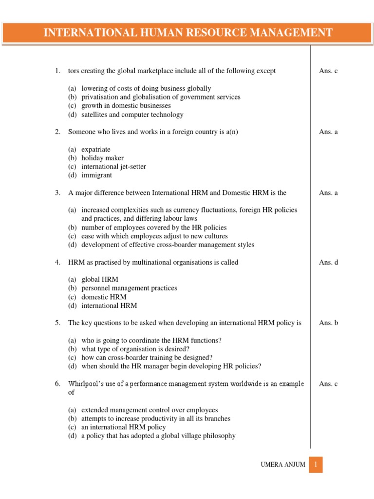International Human Resource Management | PDF | Human Resource ...