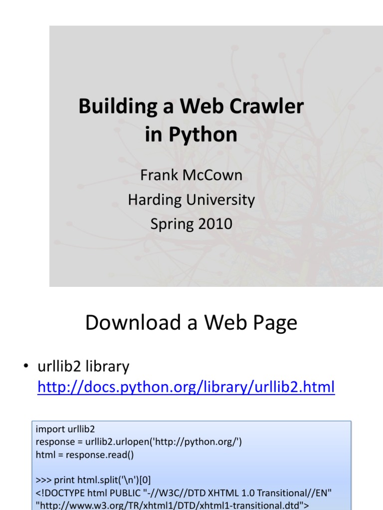 Python Web Crawler | PDF | Html | Hypertext Transfer Protocol Python Web Crawler | PDF | Html | Hypertext Transfer Protocol