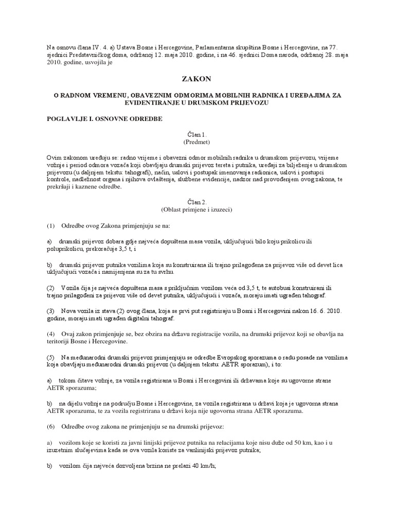 Zakon o Radnom Vremenu Vozača | PDF