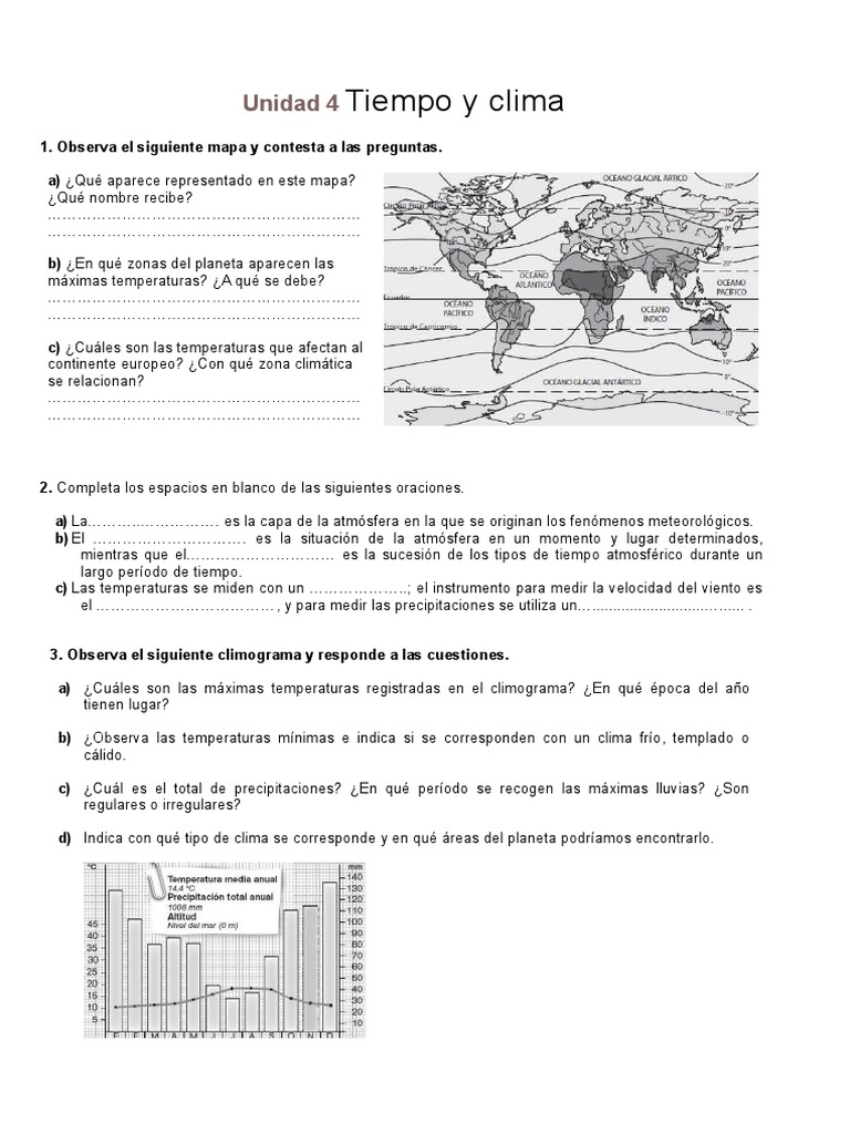 Actividades Repaso Climas | PDF | Clima | Precipitación
