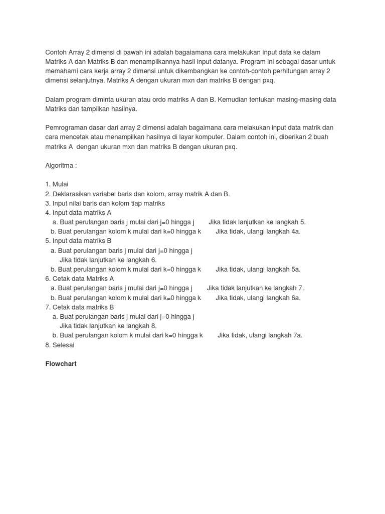 Contoh Array 2 Dimensi | PDF