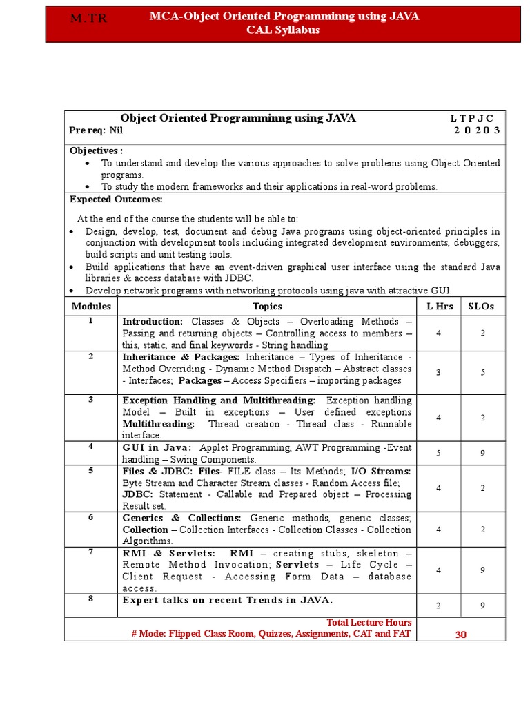 Object Oriented Programminng Using JAVA | PDF | Java (Programming ...