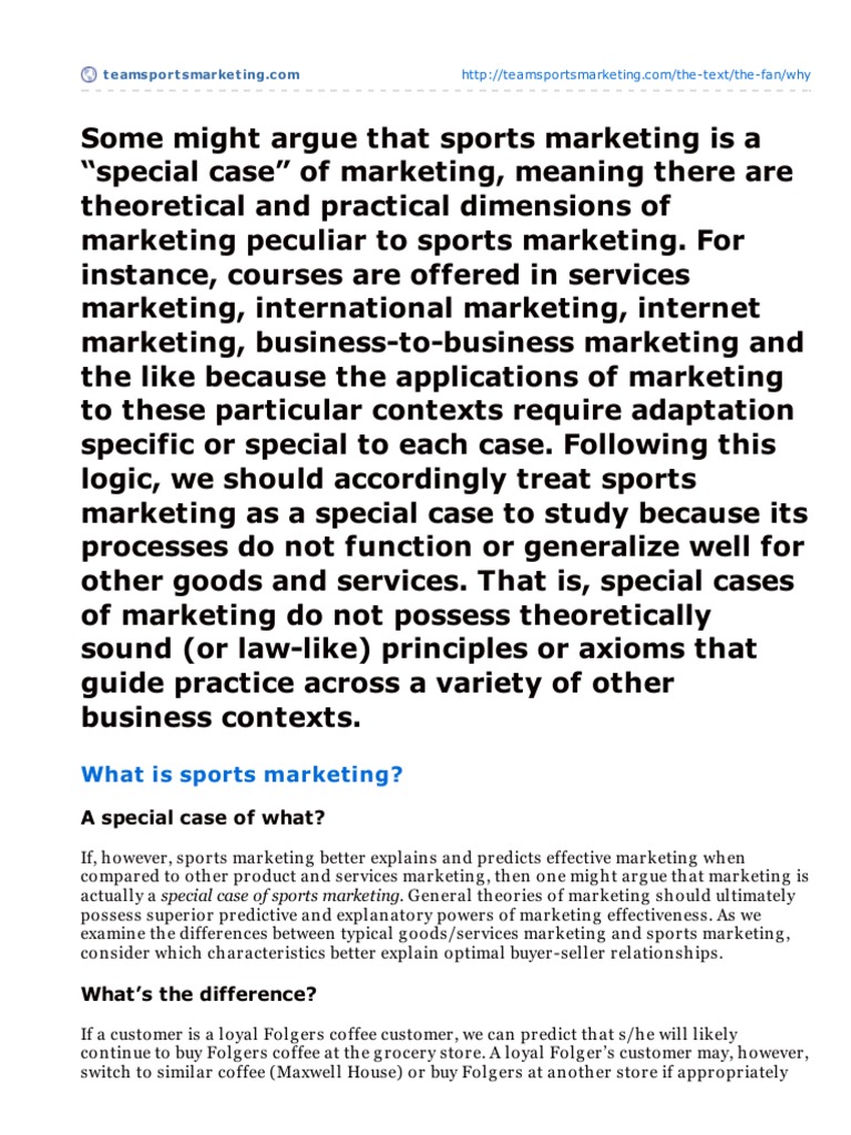 What Is Sports Marketing?: A Special Case of What? | PDF | Pricing ...