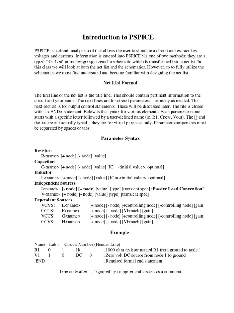 Introduction To PSpice | Download Free PDF | Electronic Circuits ...
