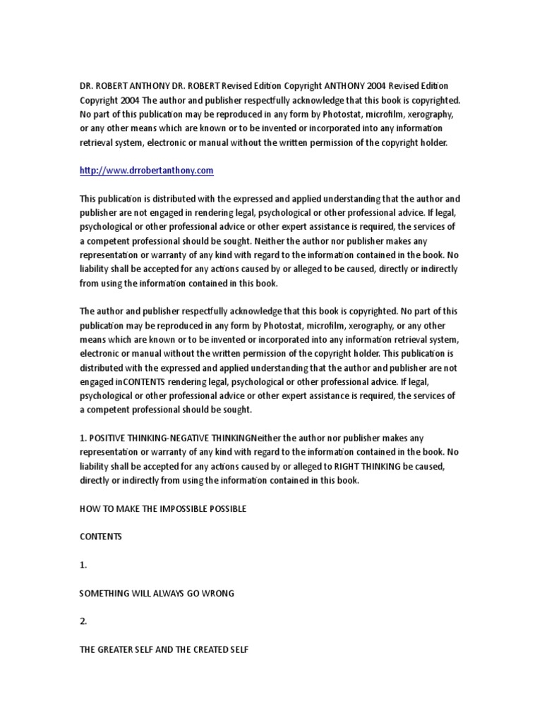 Dr. Robert Anthony ! | PDF | Mind | Thought