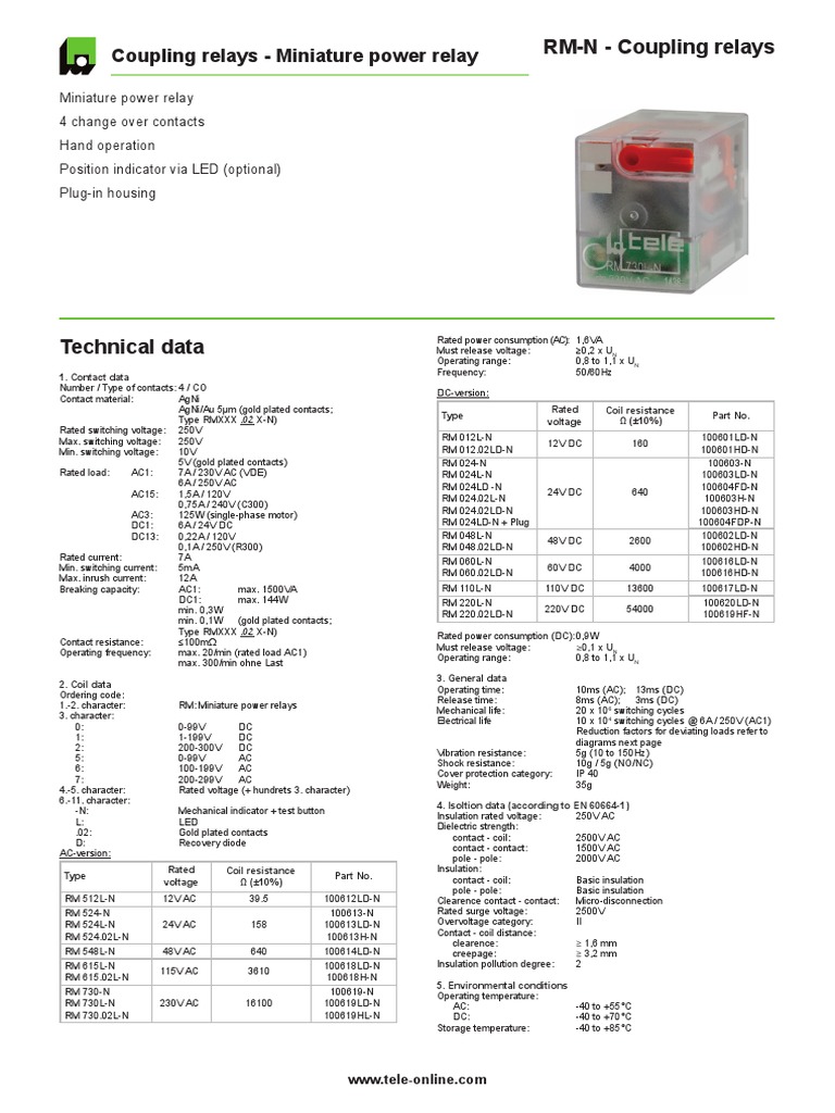 RM-N - Coupling Relays | PDF | Insulator (Electricity) | Relay