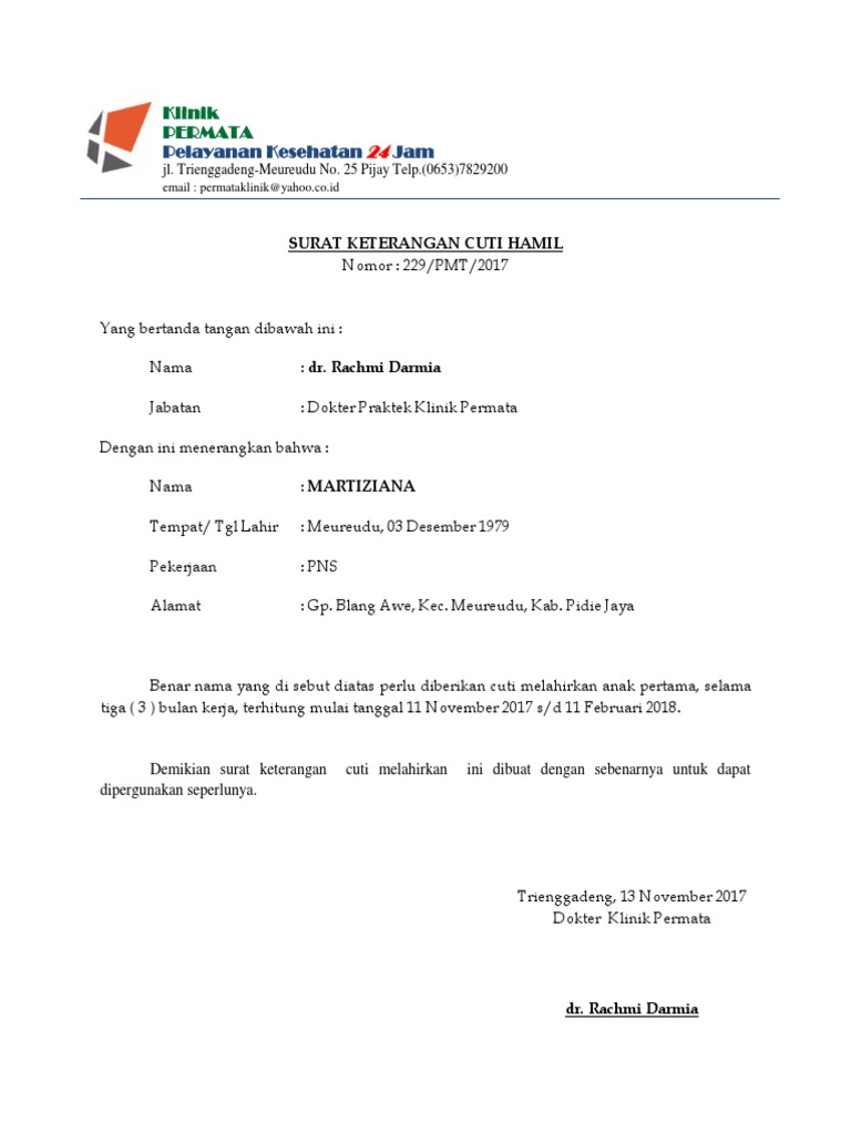 Surat Ket Cuti Hamil | PDF