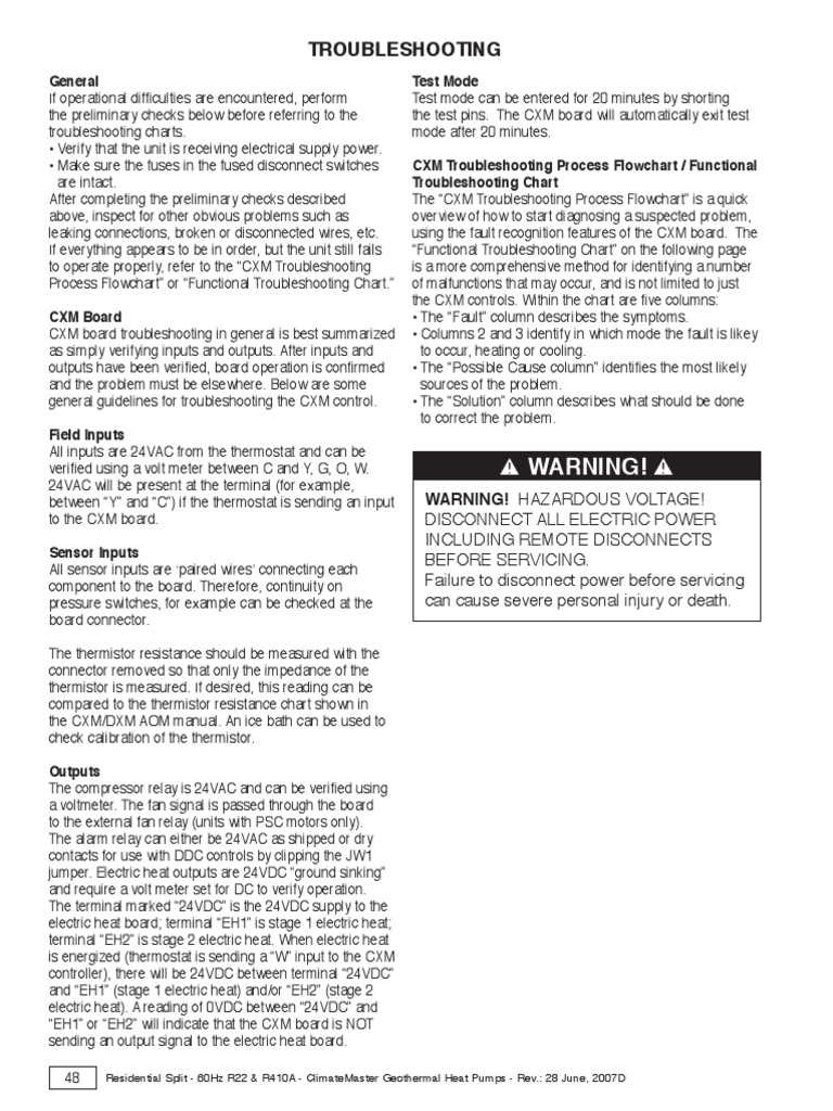 ClimateMaster Troubleshooting Info Revised 10-04-11 | PDF | Thermostat ...