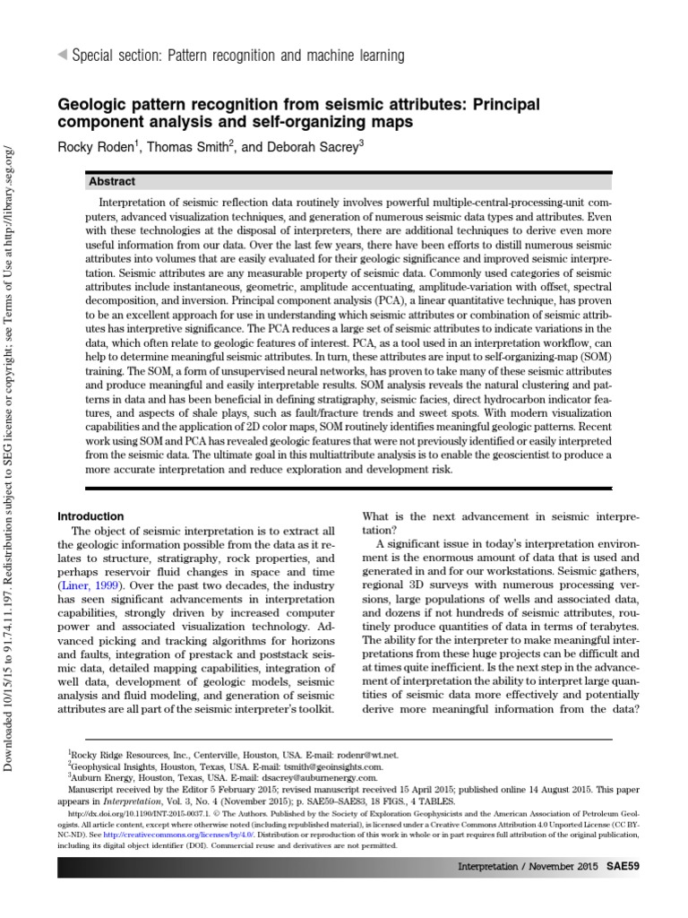 Geologic Pattern Recognition From Seismic Attributes | PDF | Principal ...