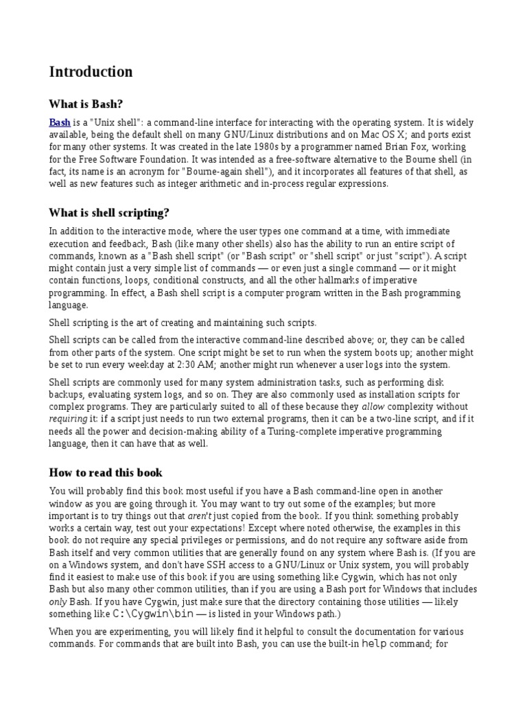 Bash Docs | PDF | Filename | Command Line Interface
