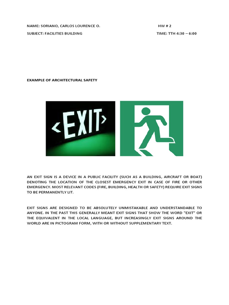 Importance of Exit Signs in Safety | PDF