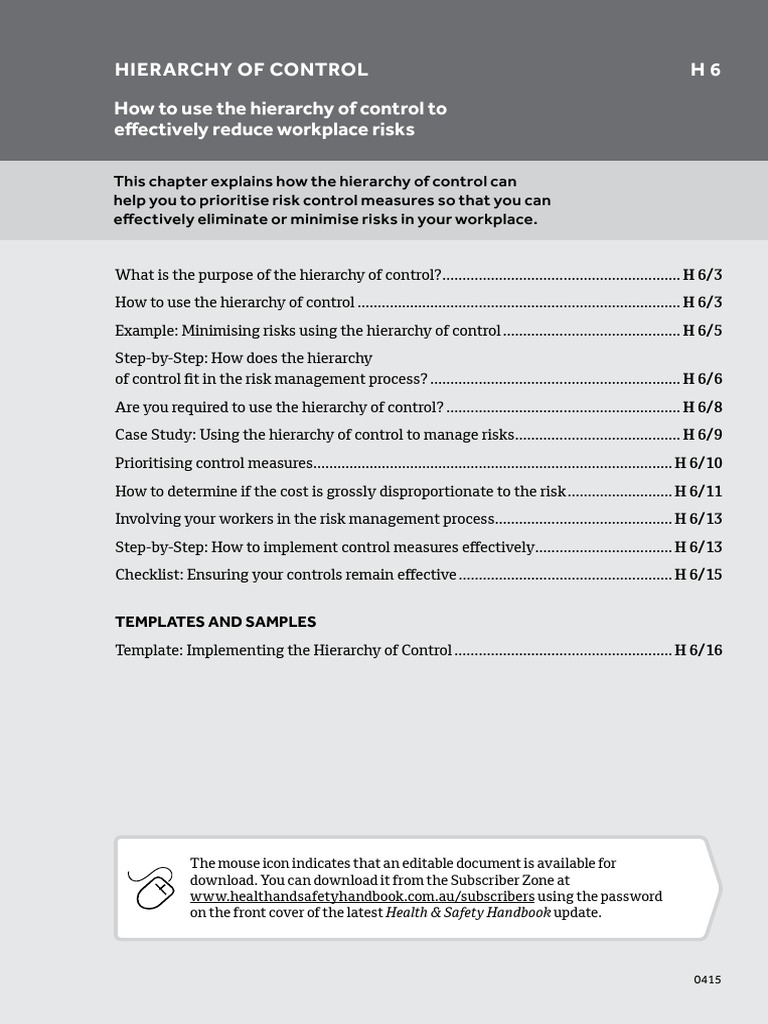 h6 Hierarchy of Control | PDF