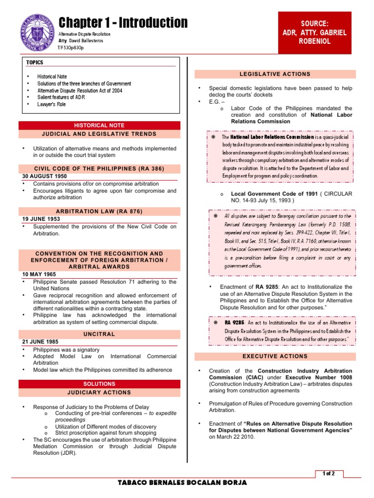 Adr 1 Revised Pdf Alternative Dispute Resolution Dispute Resolution