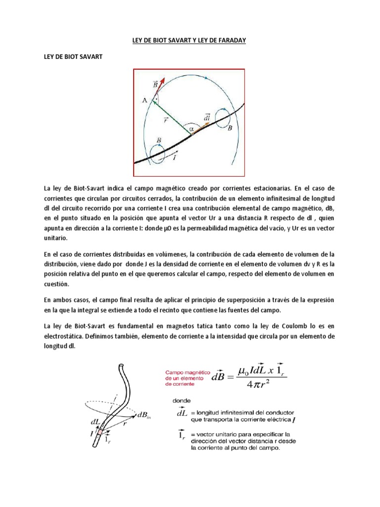 Ley de Biot Savart y Ley de Faraday | PDF | Campo magnético ...