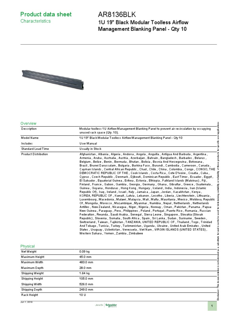 Airflow Management AR8136BLK APC | PDF