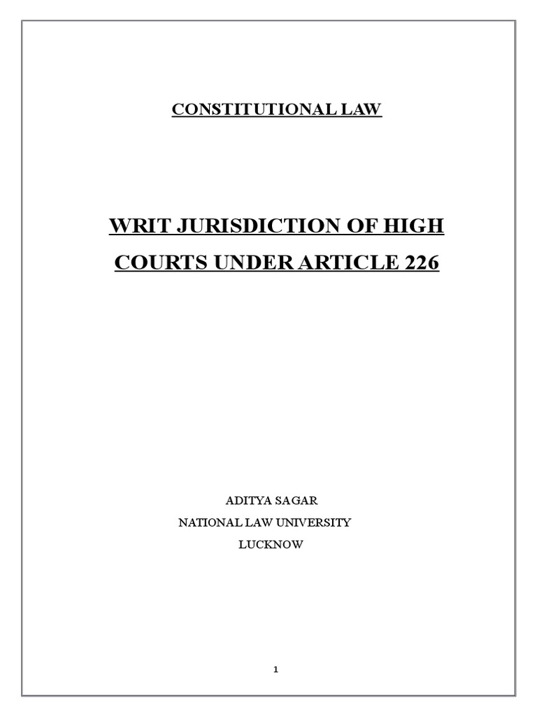 Writ Jurisdiction of High Courts under Article 226 | Supreme Courts | Writ
