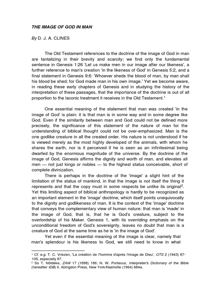 The Image of God in Man 1 | PDF | Image Of God | Genesis Creation Narrative