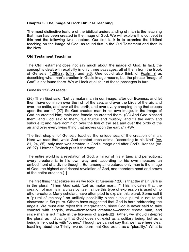 Chapter 3. The Image of God - Biblical Teaching 1 | PDF | Genesis ...