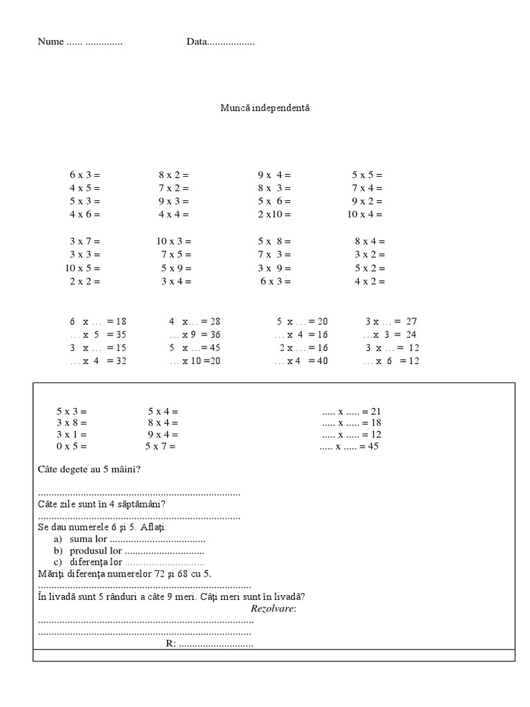 Fisa Lucru Mem 2 | PDF