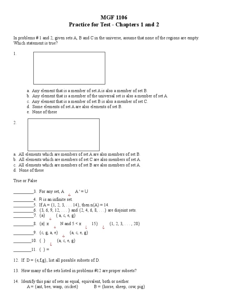 MGF 1106 Test Practice: Sets & Venn Diagrams | PDF | Allergy | Teaching ...