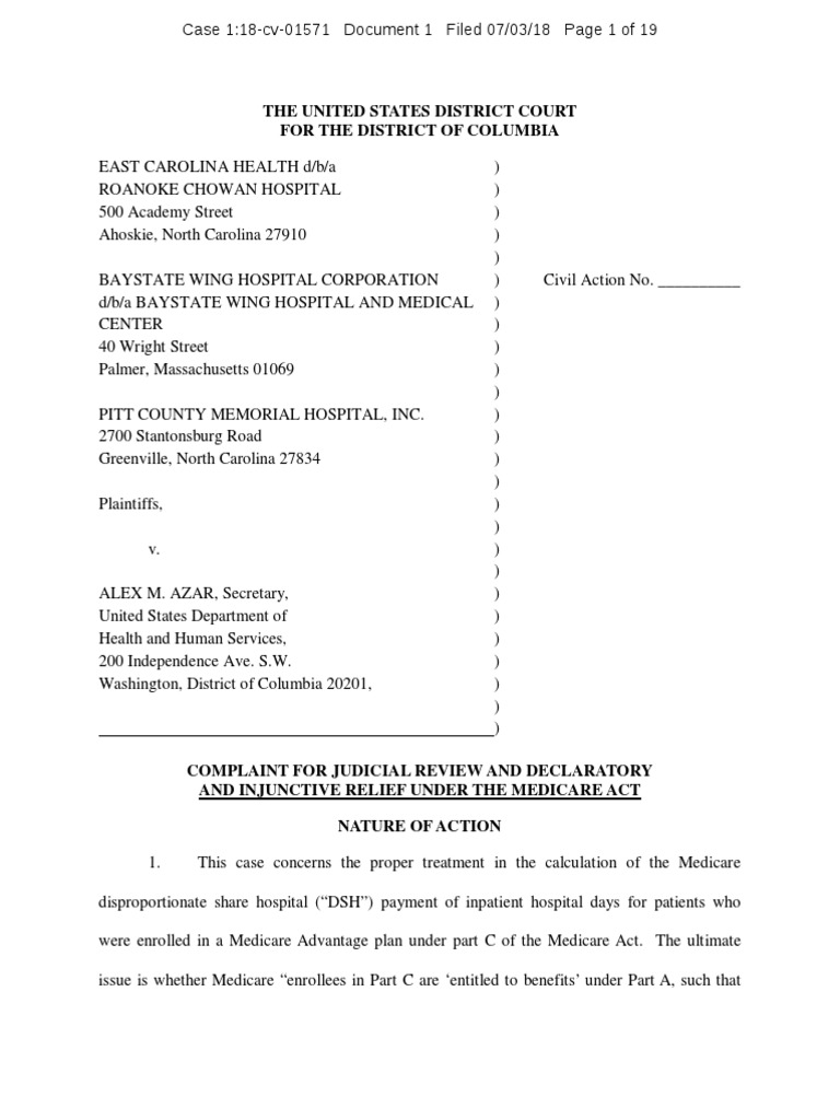 More Hospitals Sue HHS Over DSH Payment Calculations | PDF | Medicare ...