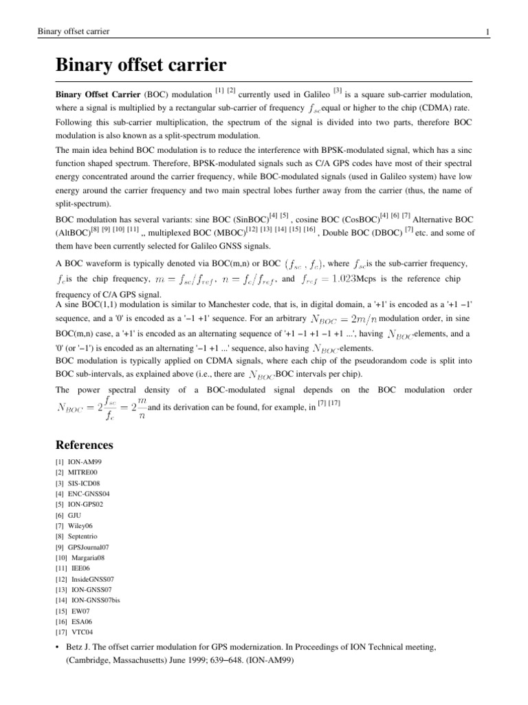 Wikipedia - Binary Offset Carrier | PDF | Information And Communications Technology | Electronic ...
