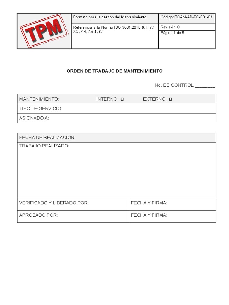 Formatos TPM | PDF | Business