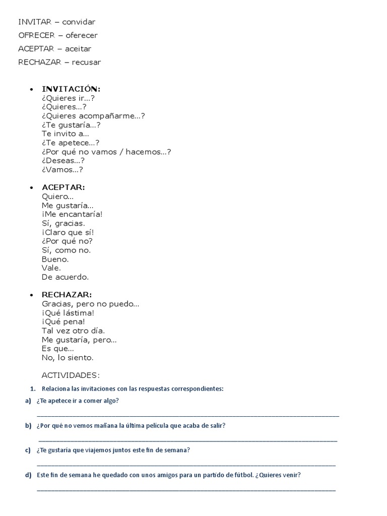 Estructuras para Invitar Aceptar y Rechazar Actividades y Juegos ...