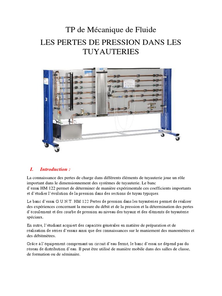 TP de Mécanique de Fluide | PDF | mesure de pression | Pression
