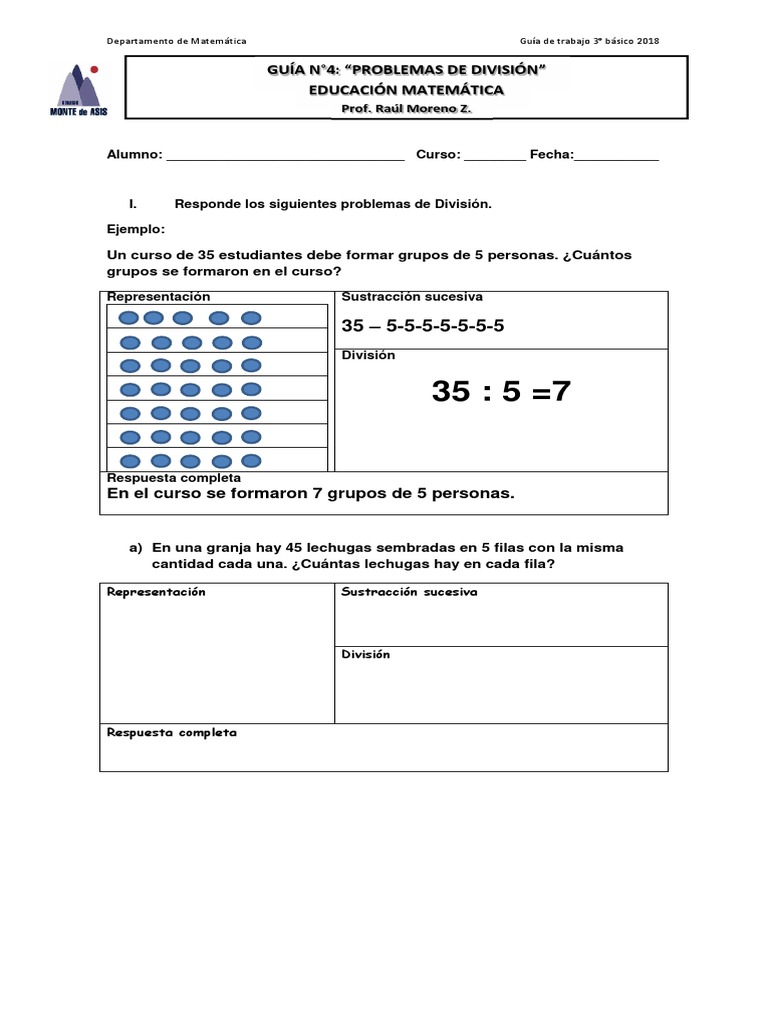 Problemas de División para 3° Básico | PDF