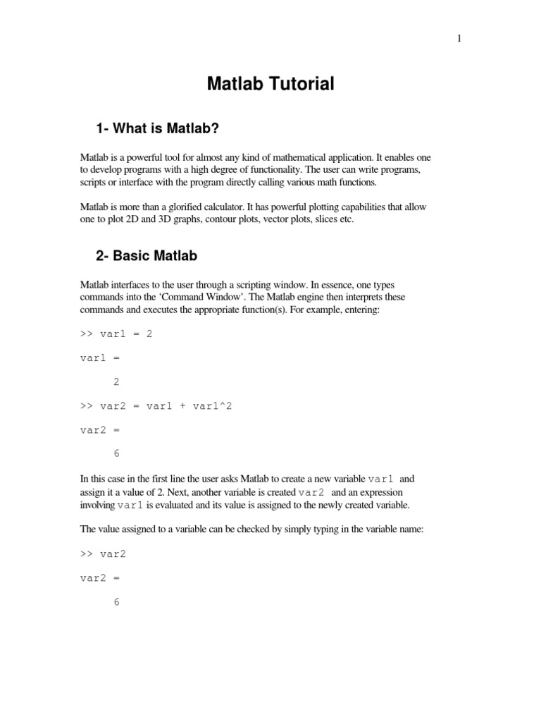 Matlab Tutorial Introduction To The Fundamentals Pdf Matlab Matrix Mathematics 5675