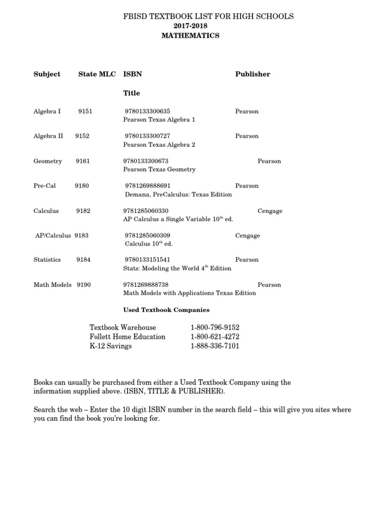 E-Hs. Textbook List | PDF | Textbook | International Standard Book Number